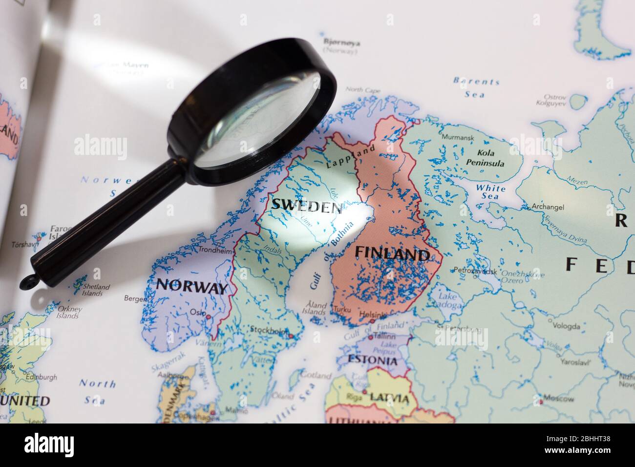 Sweden on the map of the world or atlas Stock Photo - Alamy