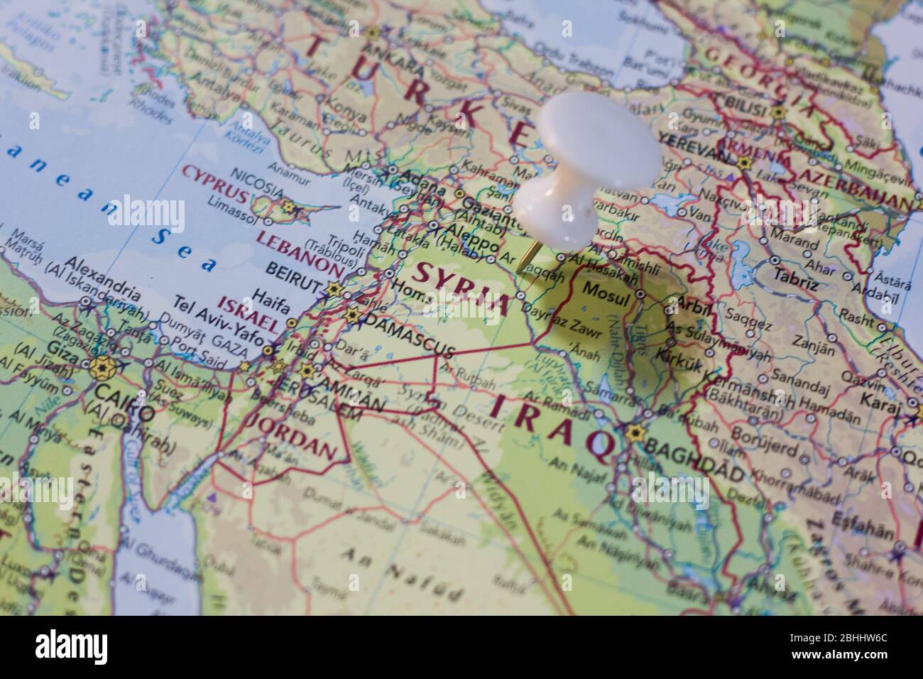 Syria on the map of the world or atlas Stock Photo - Alamy