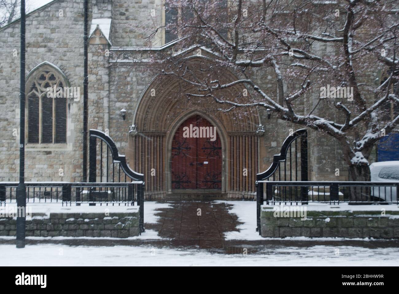 Snow Holy Trinity Church Entrance Front Gates Entrance Windows in Brook ...