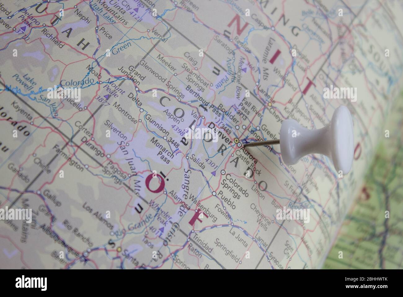 American state Colorado on the map of the world or atlas Stock Photo ...