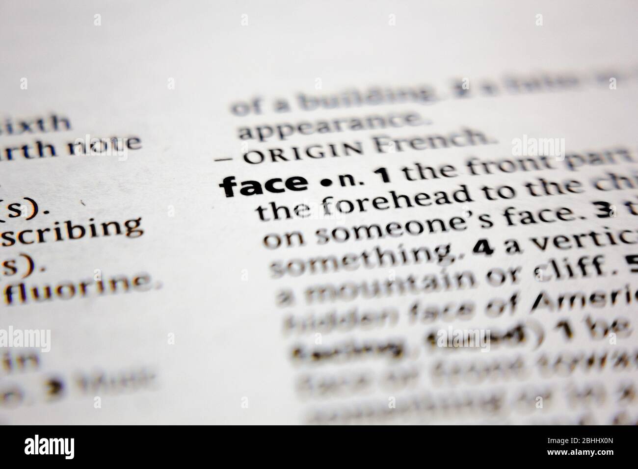 Word or phrase face in a dictionary Stock Photo - Alamy