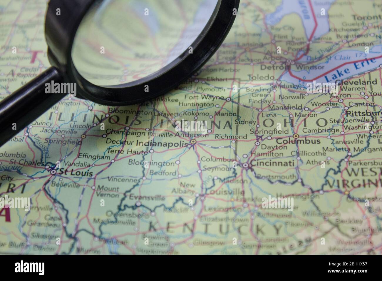 American state Indiana on the map of the world or atlas Stock Photo - Alamy