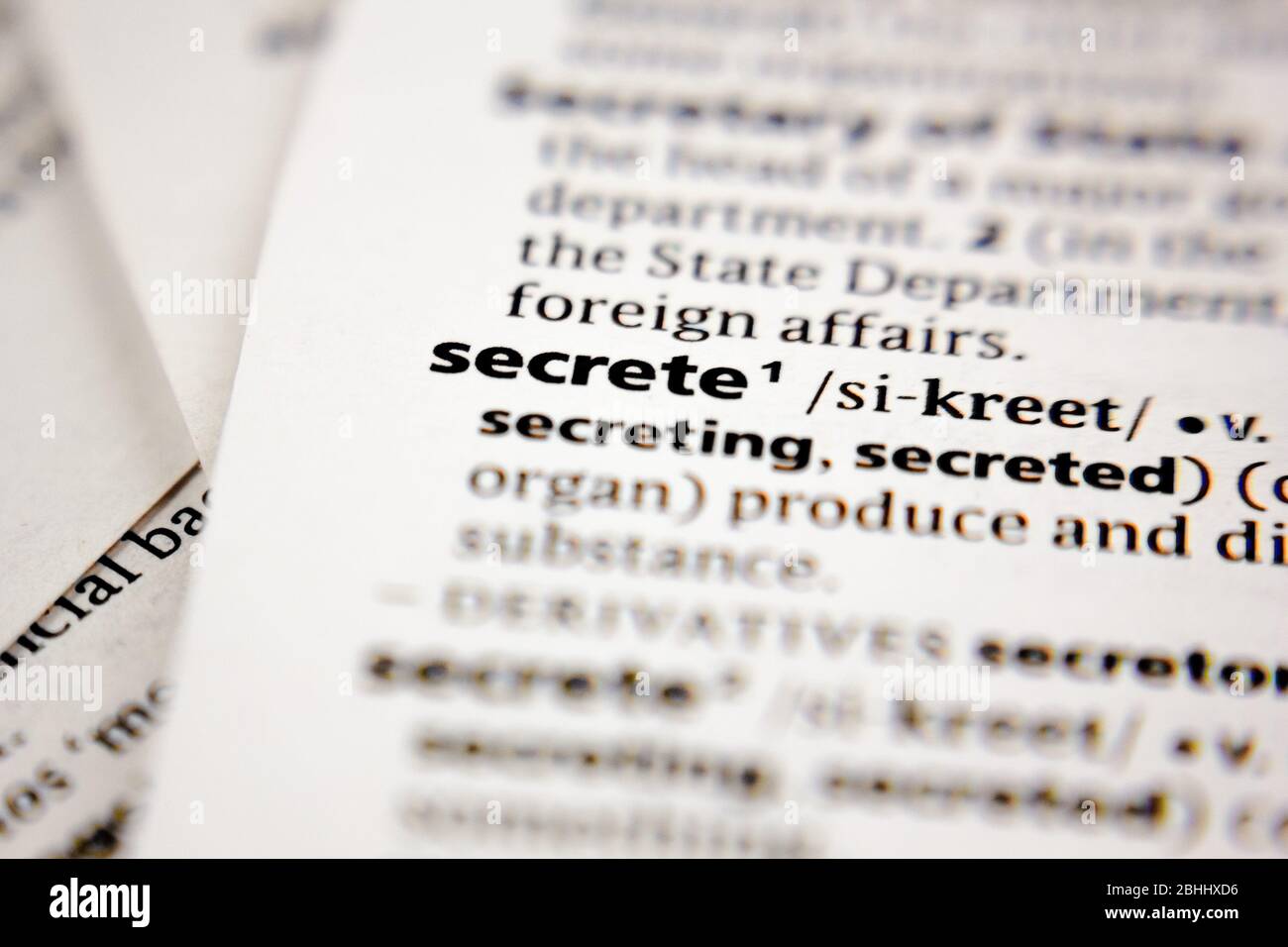 Word or phrase secrete in a dictionary Stock Photo - Alamy