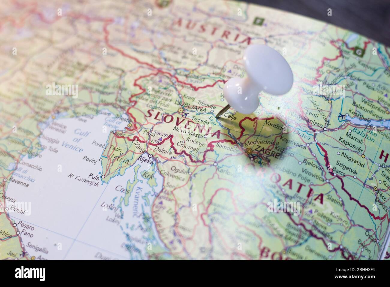 Slovenia on the map of the world or atlas Stock Photo - Alamy