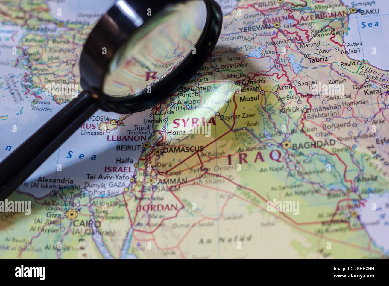 Syria on the map of the world or atlas Stock Photo - Alamy