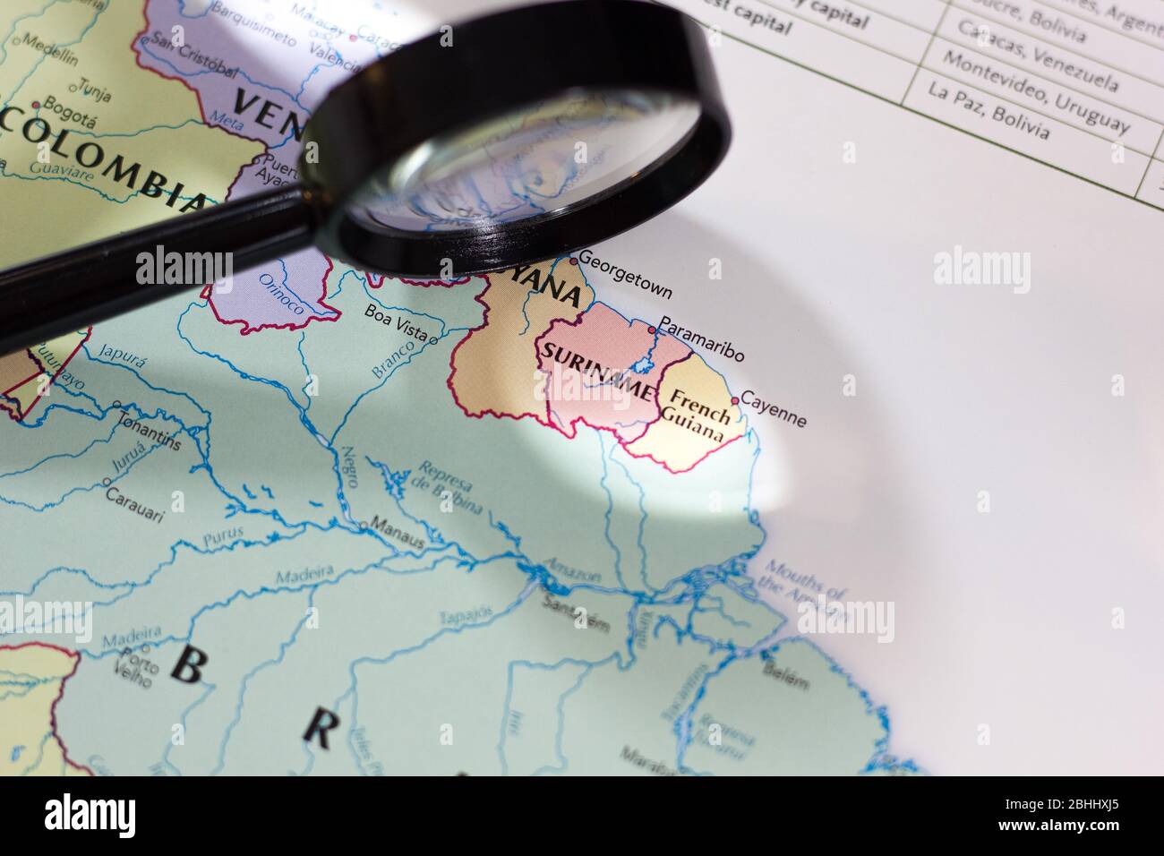 Suriname on the map of the world or atlas Stock Photo - Alamy