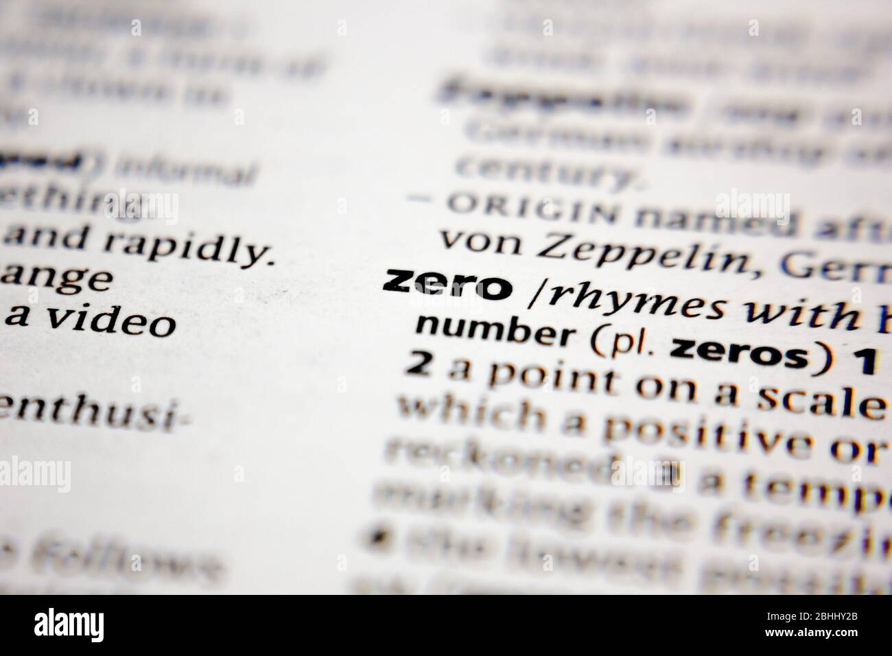 Word or phrase zero in a dictionary Stock Photo - Alamy