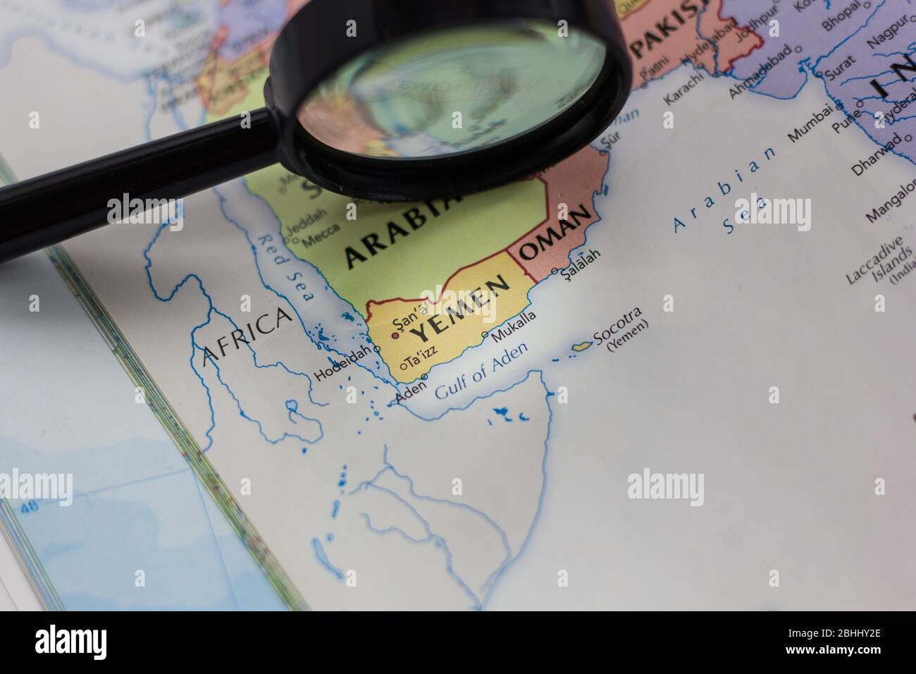 Yemen on the map of the world or atlas Stock Photo - Alamy