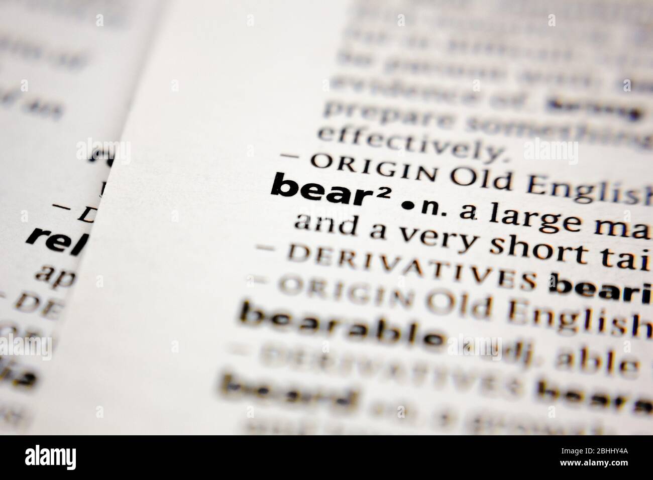 Word or phrase bear in a dictionary Stock Photo - Alamy