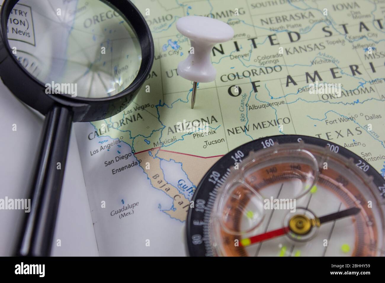 American state Arizona on the map of the world or atlas Stock Photo - Alamy