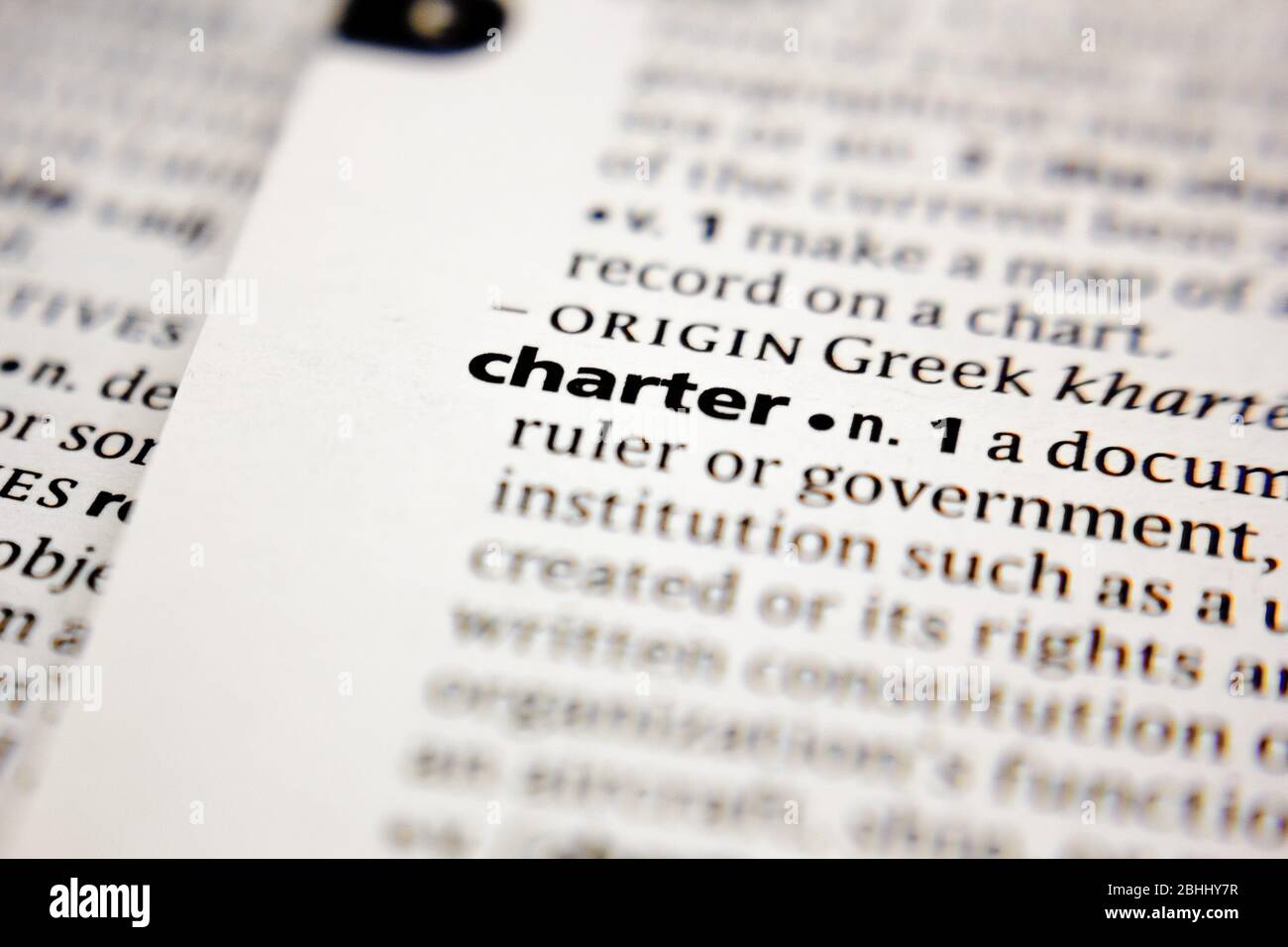 Word or phrase charter in a dictionary Stock Photo - Alamy