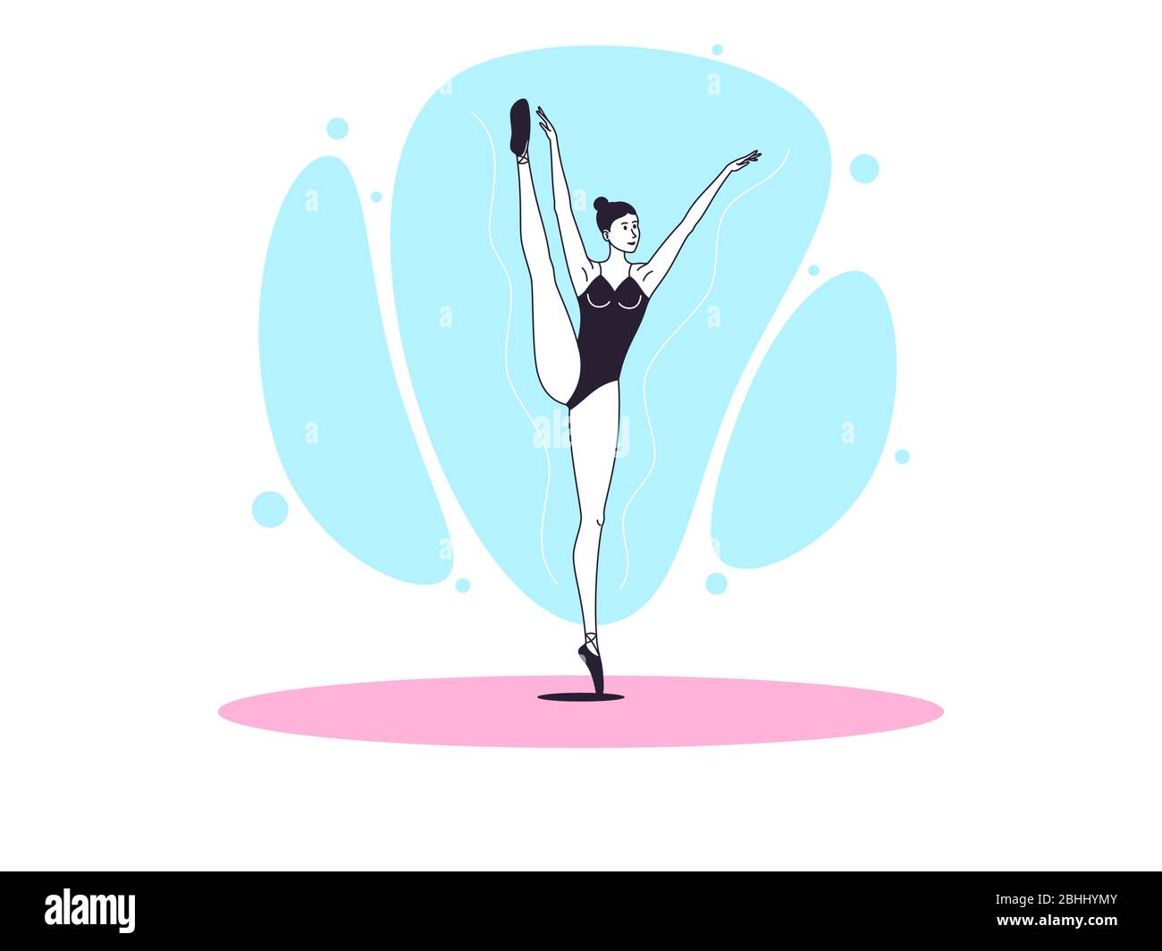 Graceful ballerina woman in outline minimalist style. Ballet dancer ...