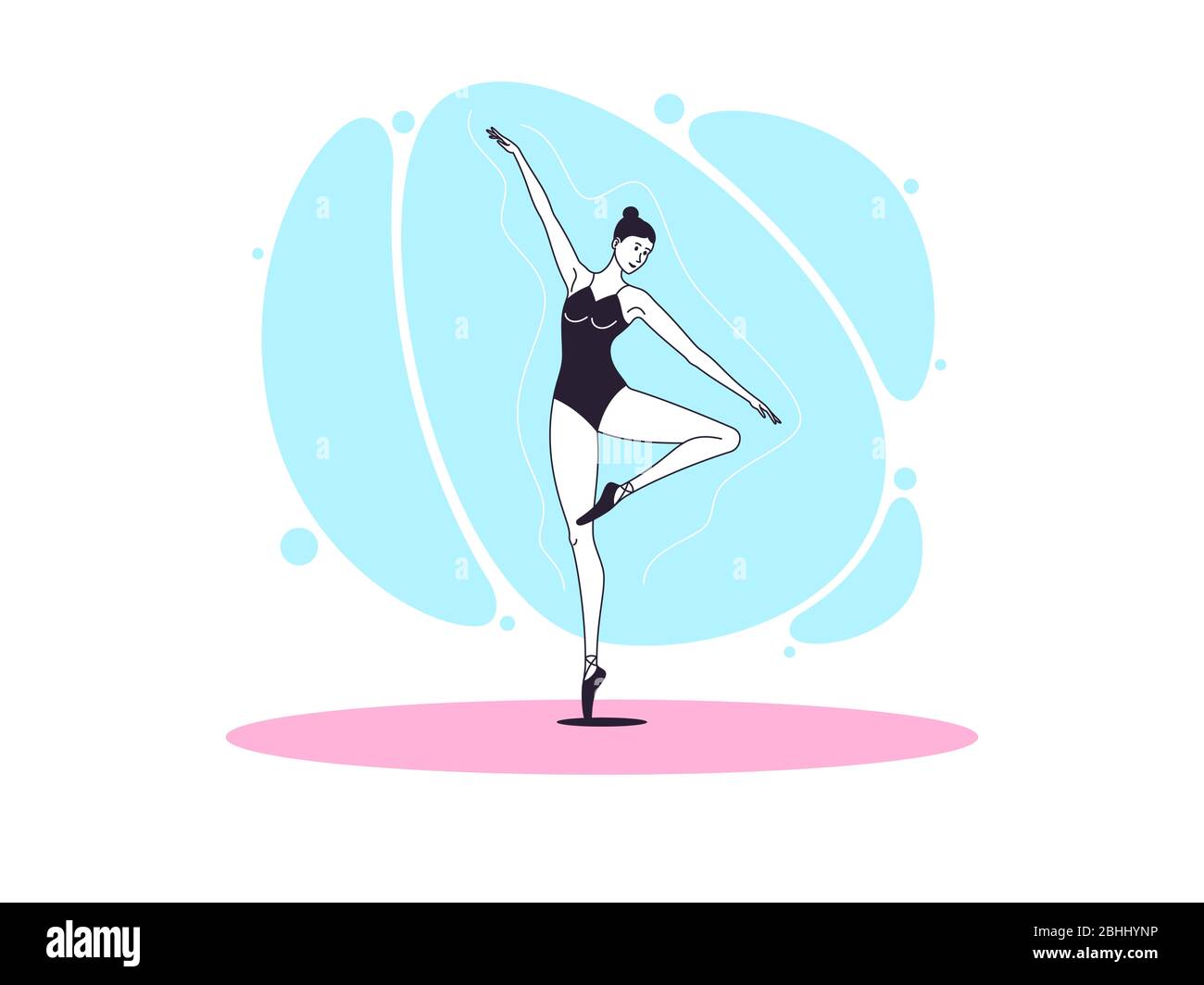 Graceful ballerina woman in outline minimalist style. Ballet dancer ...