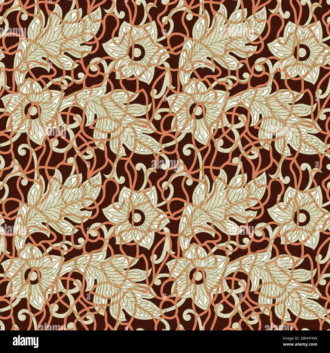 seamless floral leaves abstract pattern Stock Photo - Alamy