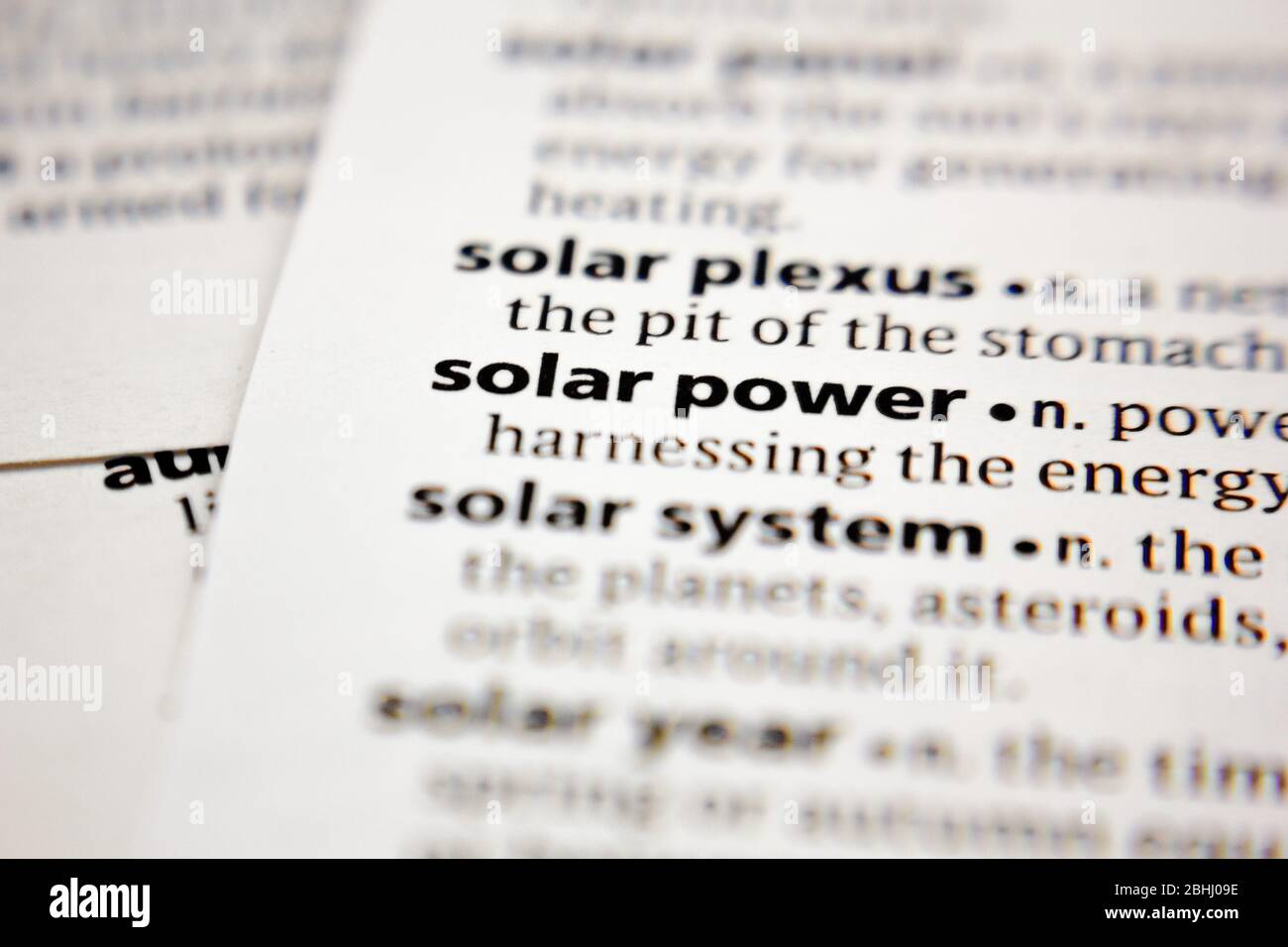 Word or phrase solar power in a dictionary Stock Photo - Alamy