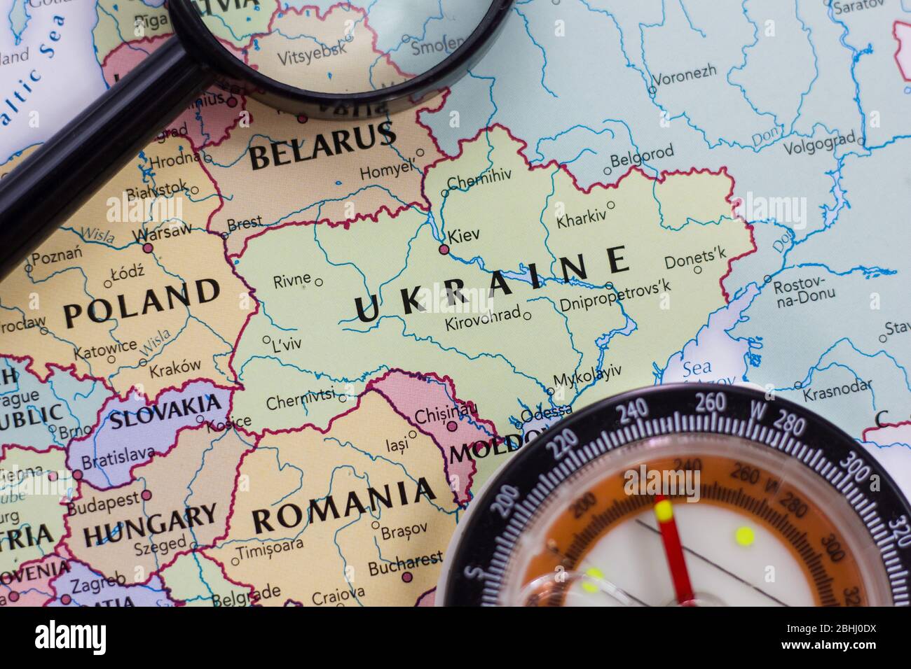 Ukraine on the map of the world or atlas Stock Photo - Alamy