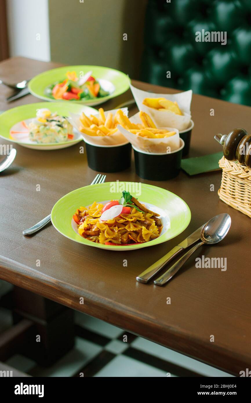 Table in a restaurant served for eating, great image for your needs ...