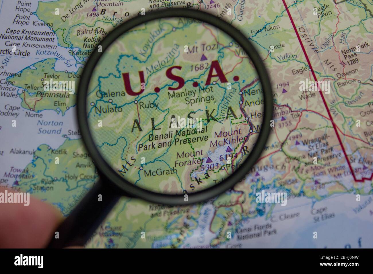 American state Alaska on the map of the world or atlas Stock Photo - Alamy