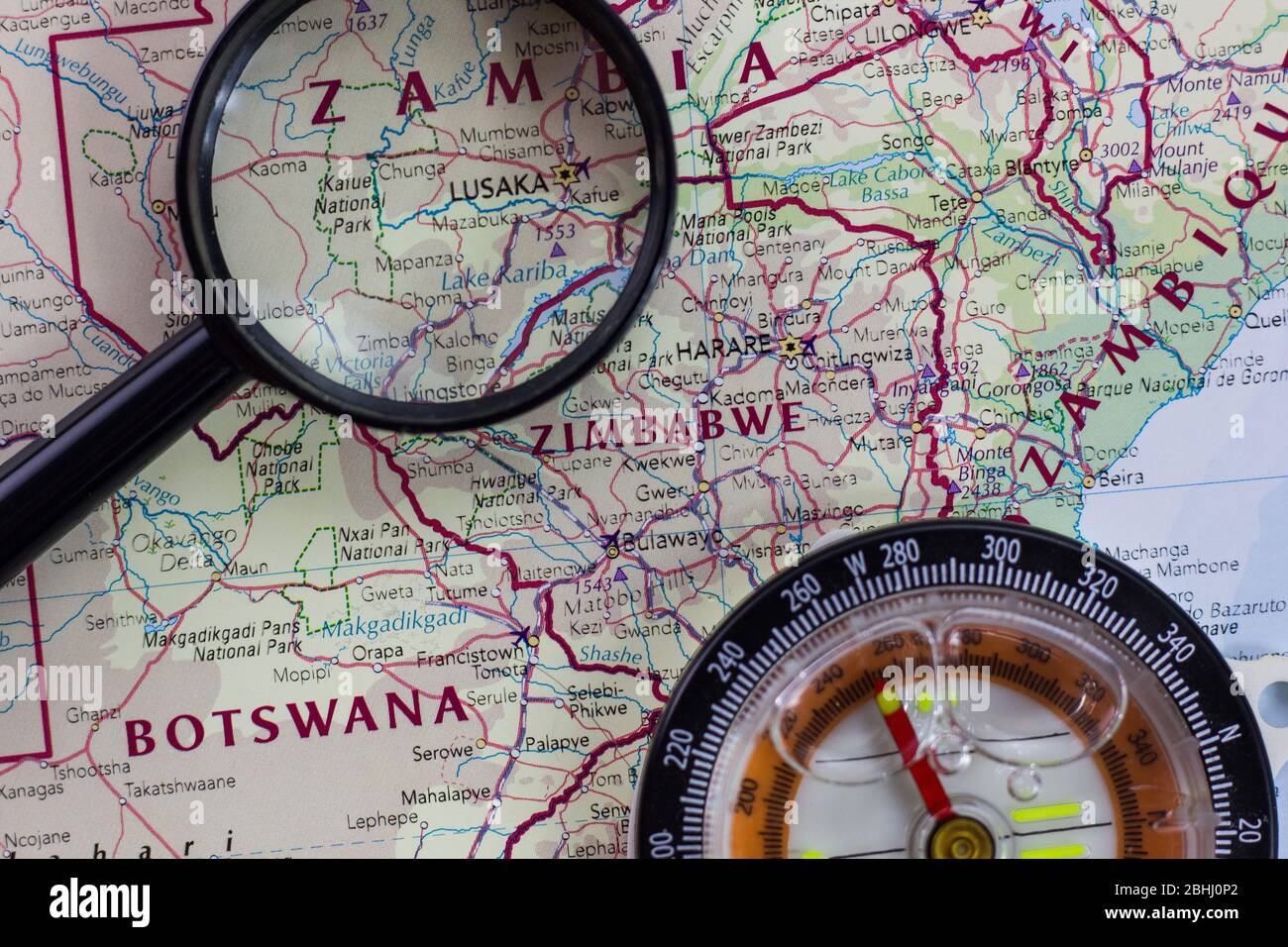 Zimbabwe on the map of the world or atlas Stock Photo - Alamy