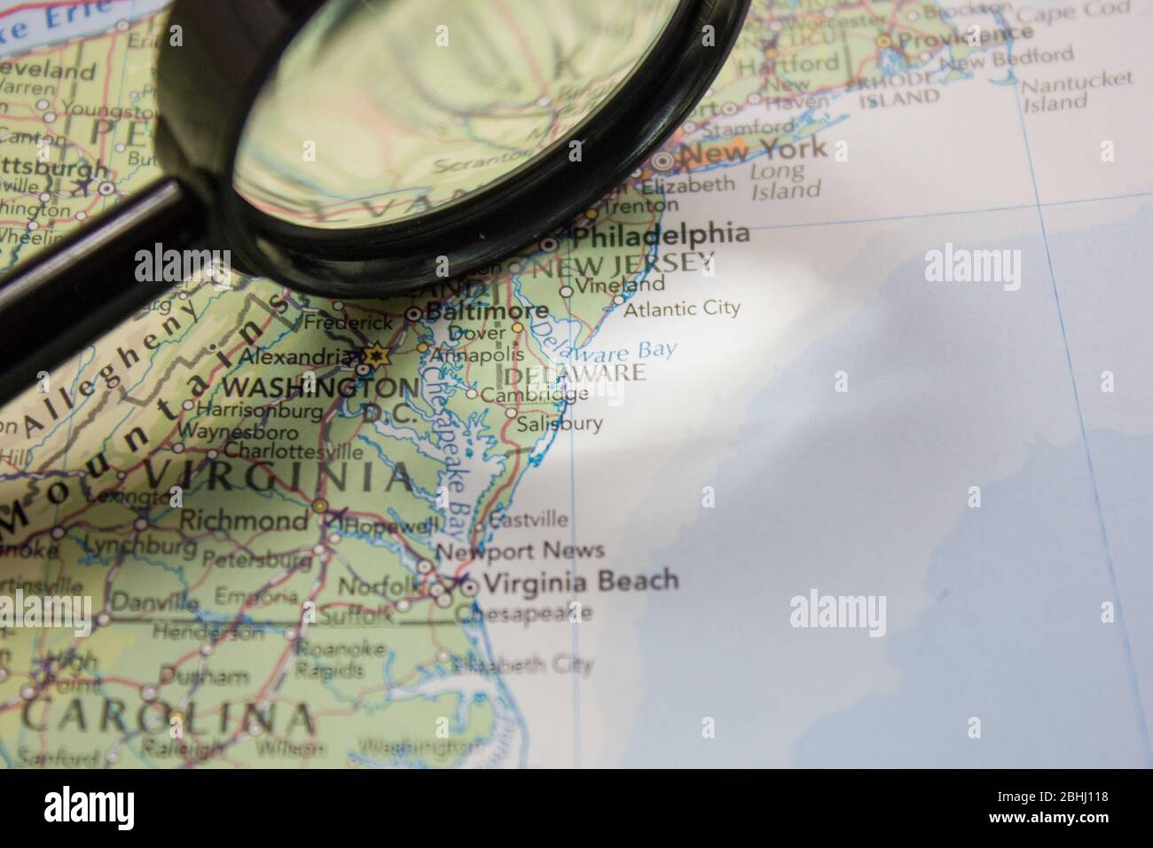 American state Delaware on the map of the world or atlas Stock Photo ...