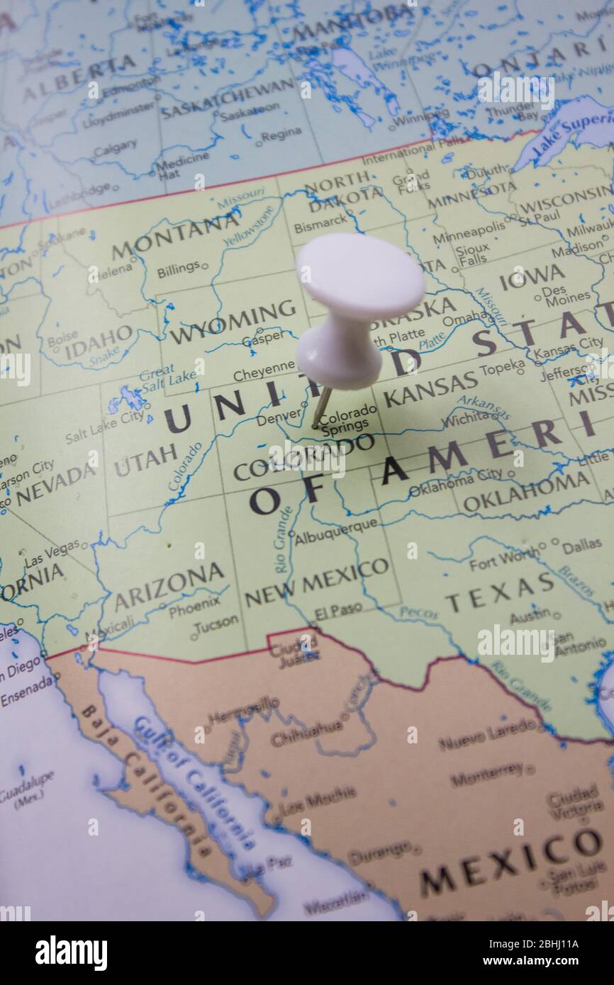 American state Colorado on the map of the world or atlas Stock Photo ...