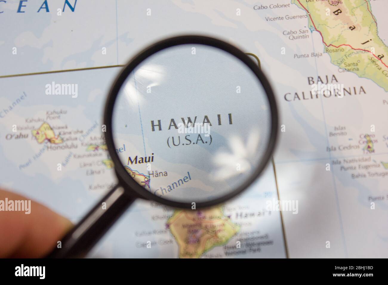 American state Hawaii on the map of the world or atlas Stock Photo - Alamy