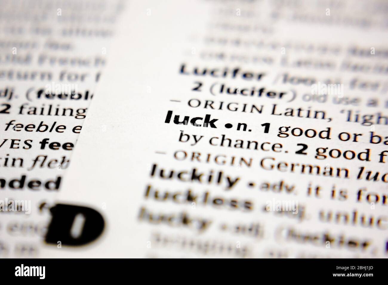 Word or phrase luck in a dictionary Stock Photo - Alamy