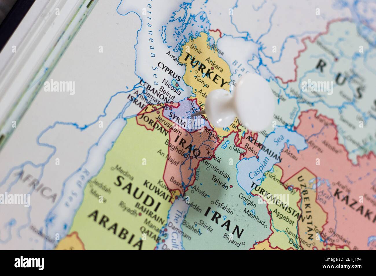 Syria on the map of the world or atlas Stock Photo - Alamy