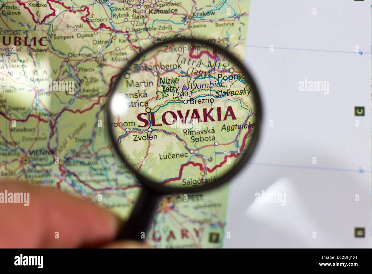 Slovakia on the map of the world or atlas Stock Photo - Alamy
