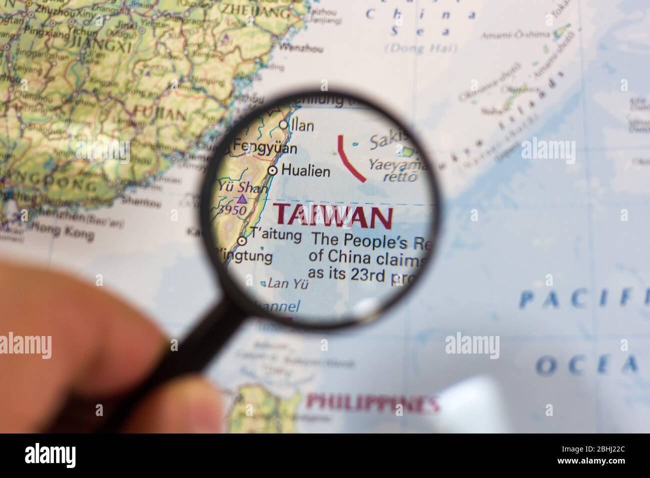 Taiwan on the map of the world or atlas Stock Photo - Alamy