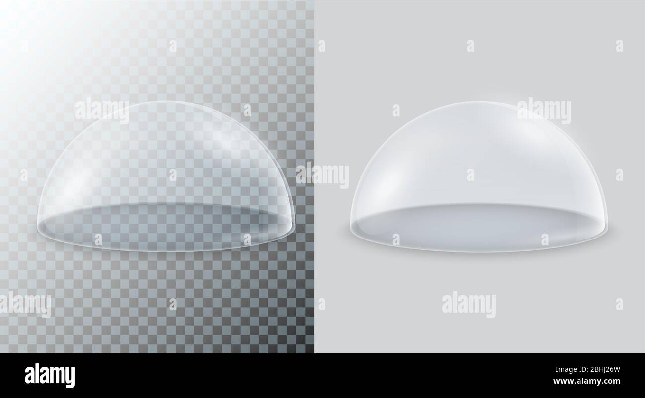 Transparent glass dome. Vector hemisphere isolated on a transparent ...