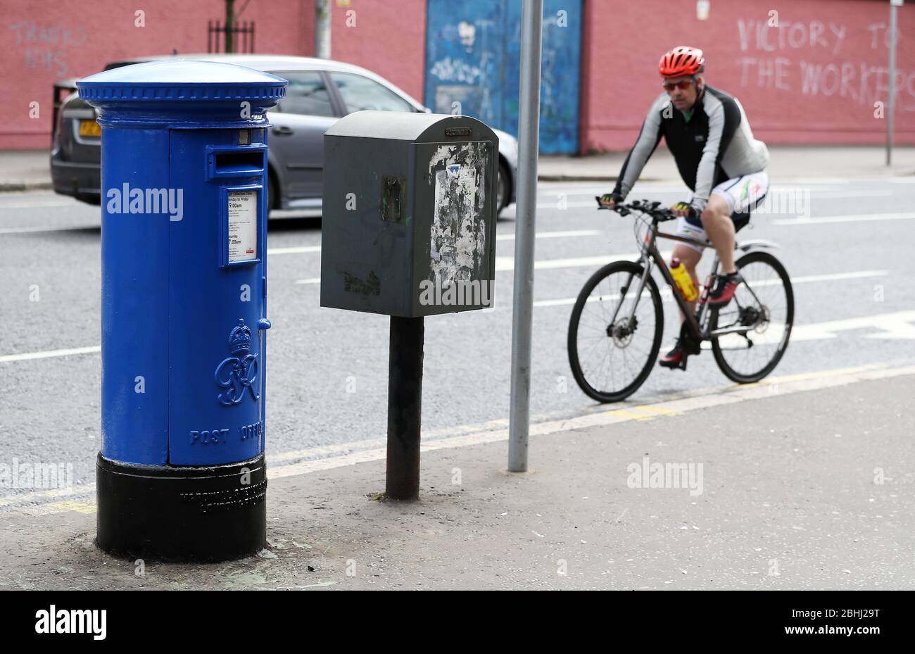 A post box outside the Royal Victoria Hospital on the Falls Road ...