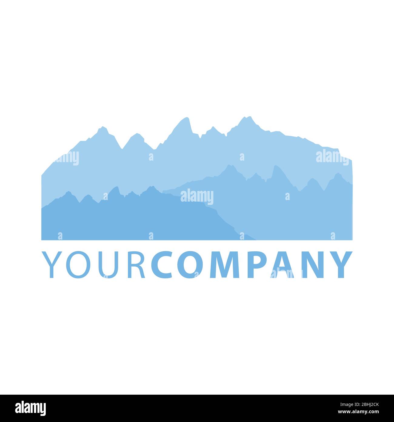 Vector illustration of blue mountain outdoor landscape flat design ...