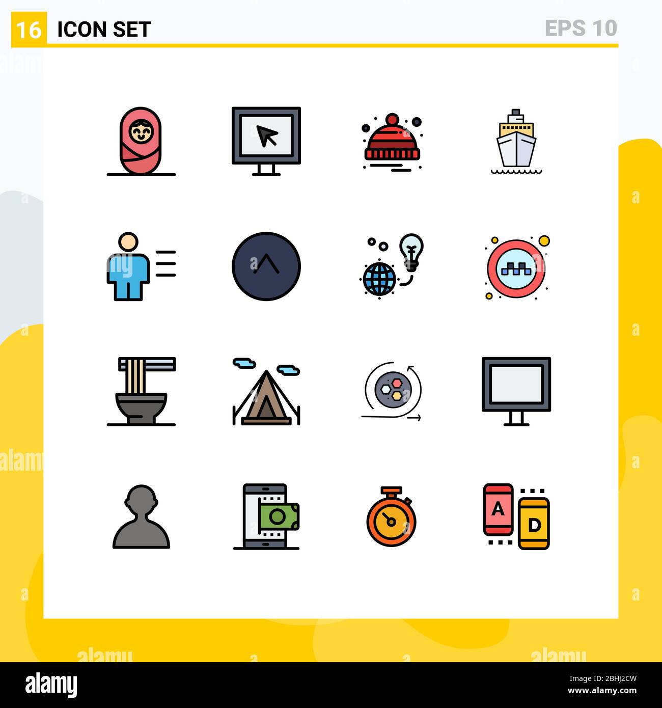 Set of 16 Modern UI Icons Symbols Signs for body, analytics, hat ...