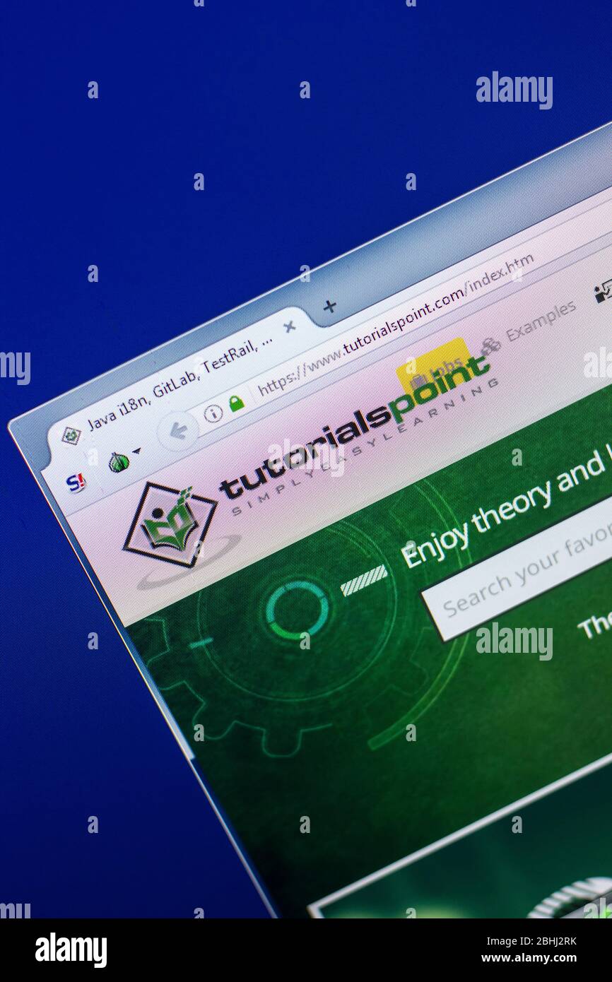 Ryazan, Russia - April 29, 2018: Homepage of Tutorialspoint website on ...