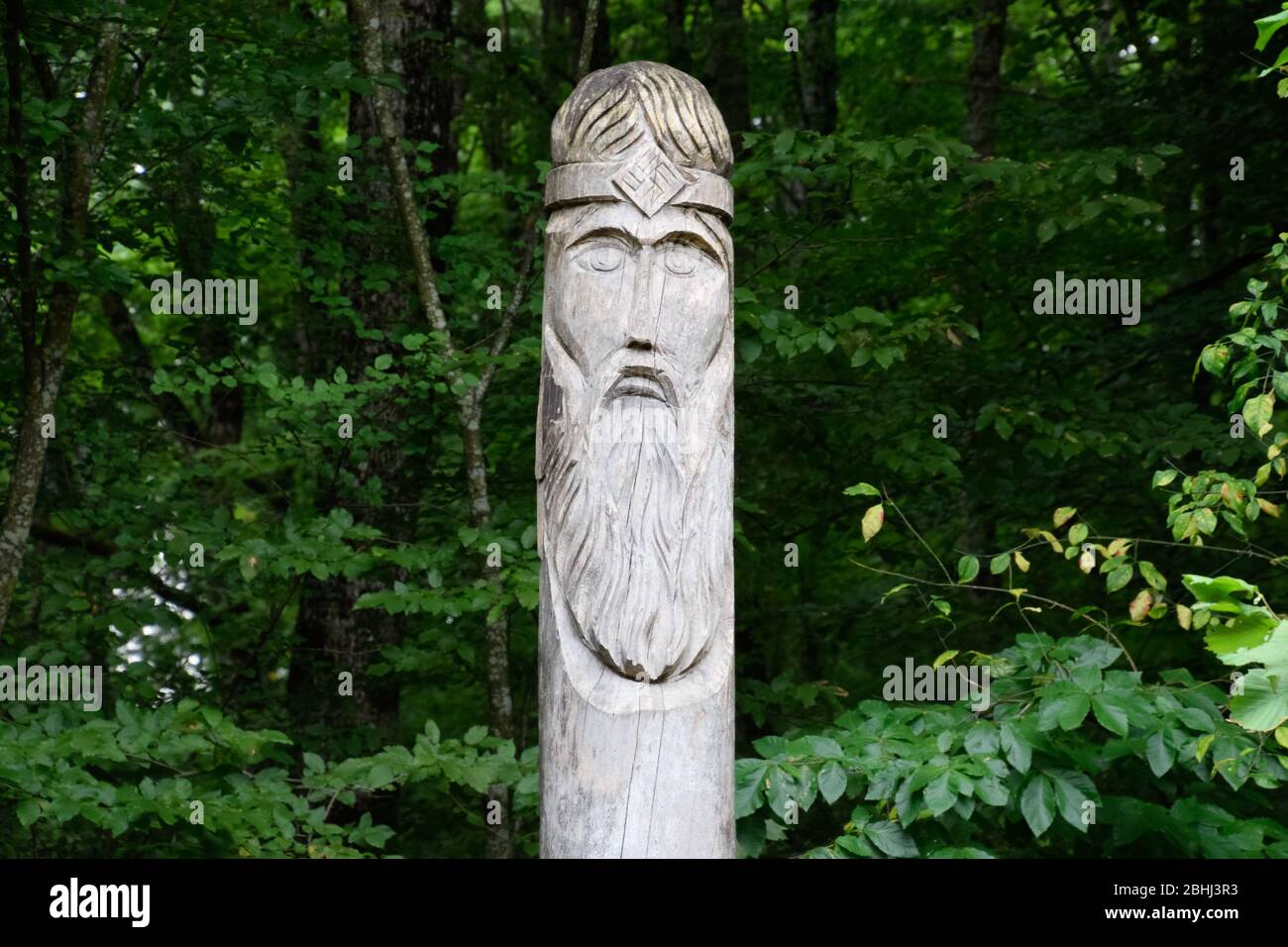 The temple of Dagboga, a pagan idol in the mountain forest of Shapsugi ...