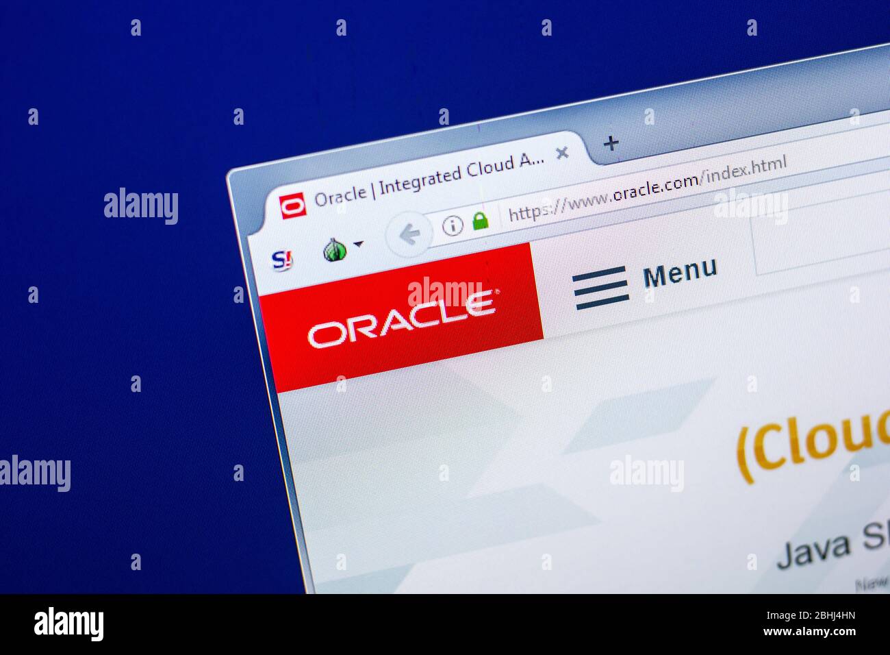 Ryazan, Russia - April 29, 2018: Homepage of Oracle website on the ...