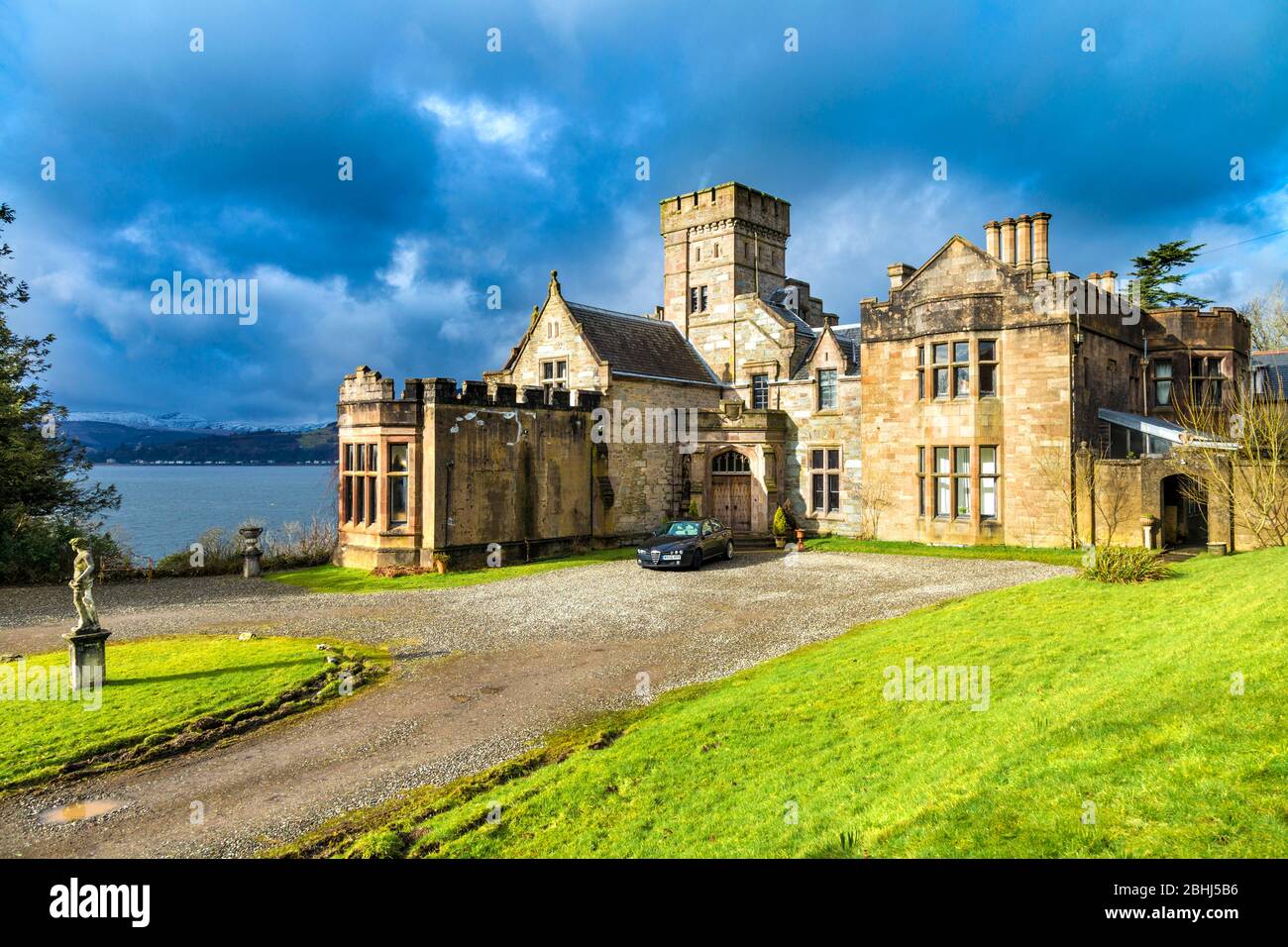 Craigrownie Castle built in 1854 in the village Cove overlooking Loch ...