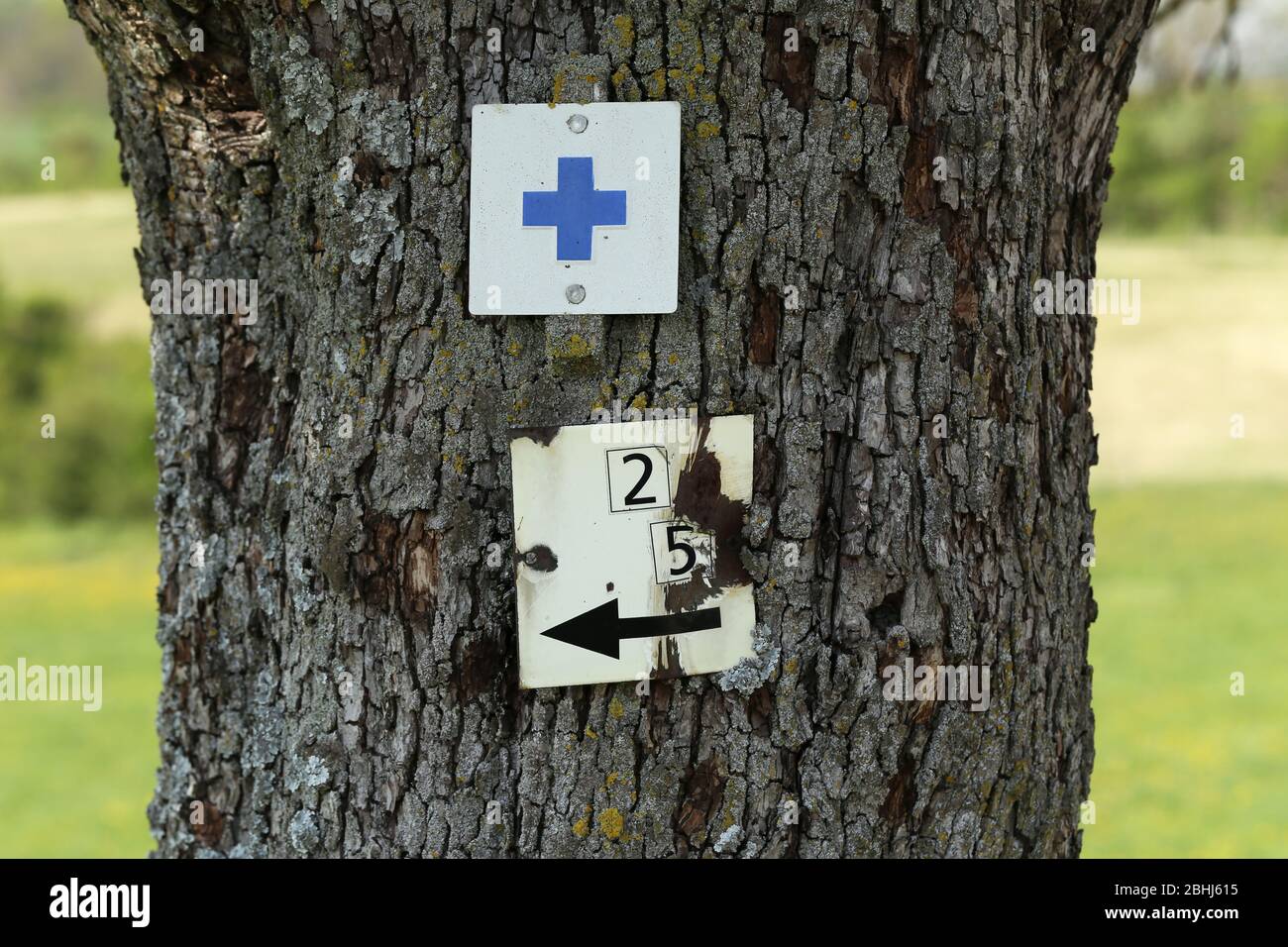 The sign is a route pointer for travellers Stock Photo - Alamy