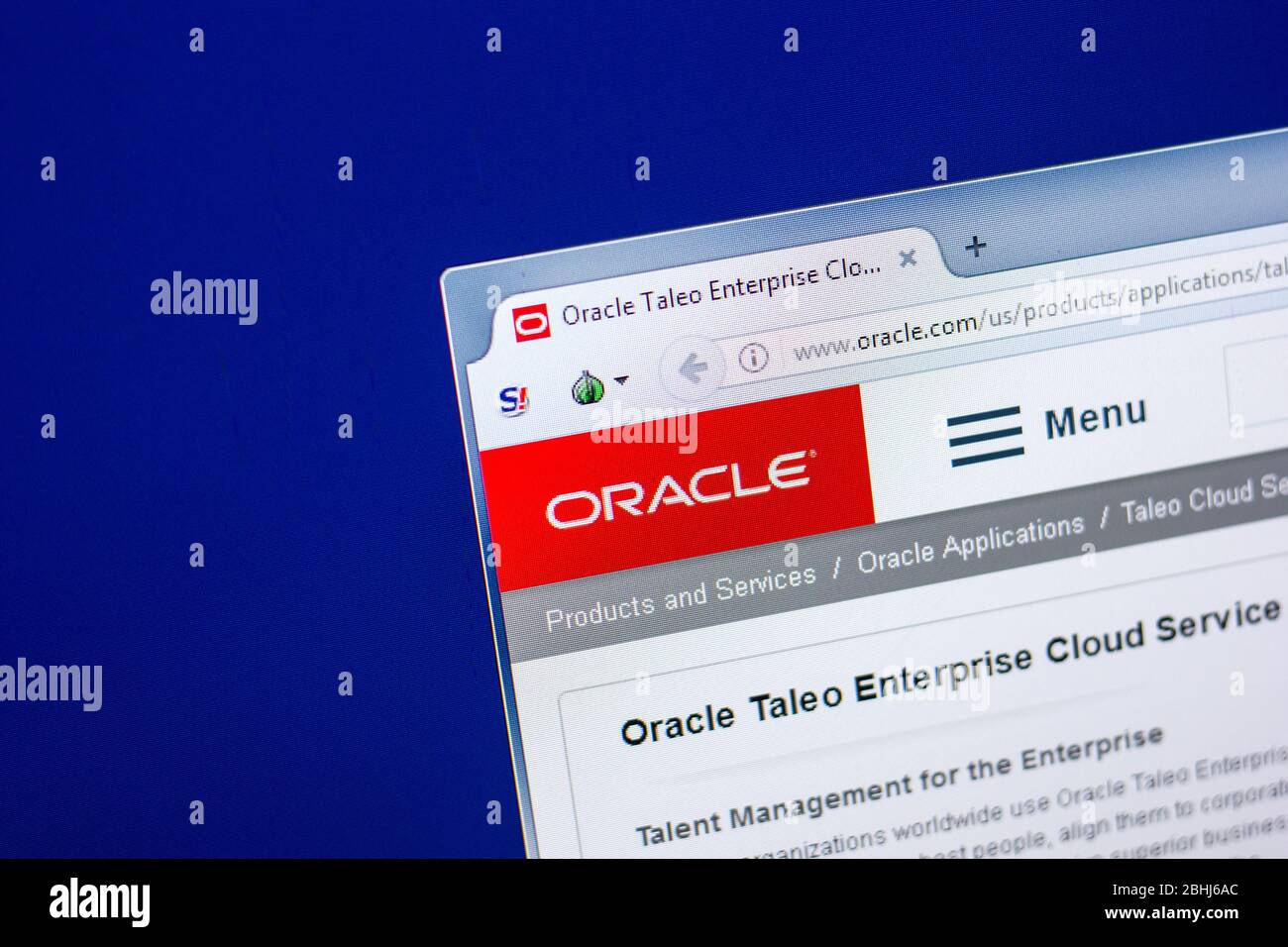 Ryazan, Russia - April 29, 2018: Homepage of Oracle website on the ...