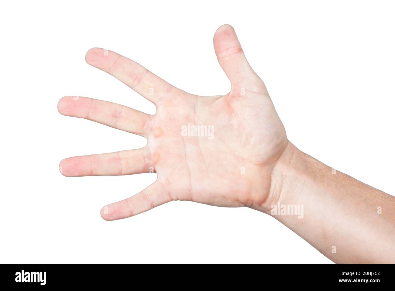 Men's palm, hand, arm. On a white background Stock Photo - Alamy
