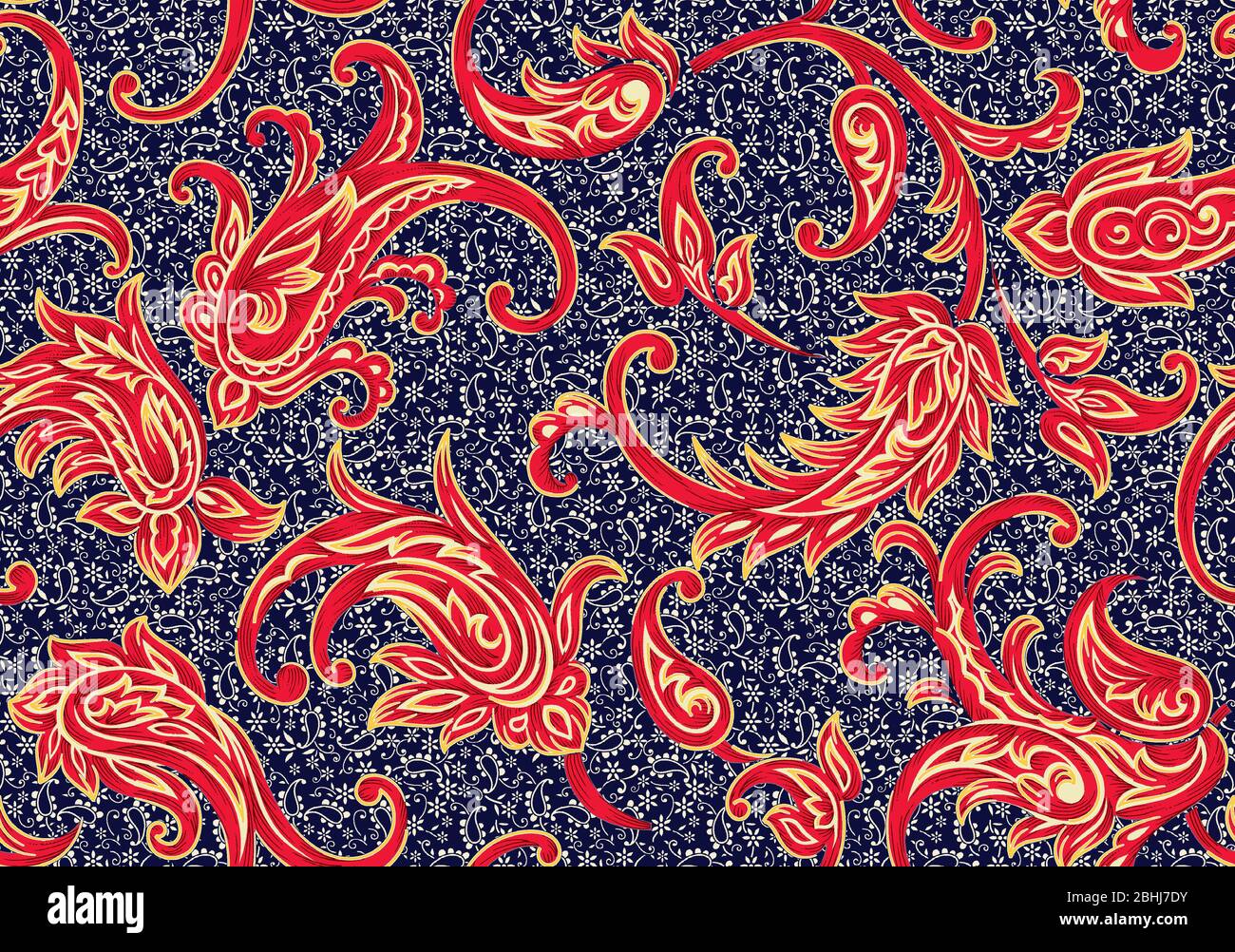 seamless antique paisley pattern with navy background Stock Photo - Alamy