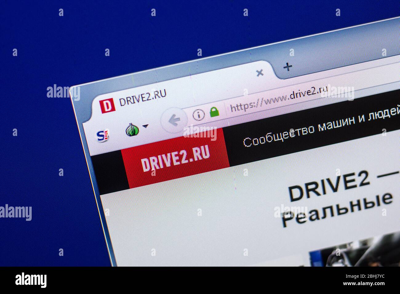 Ryazan, Russia - April 29, 2018: Homepage of Drive2 website on the display of PC, url - Drive2 ...