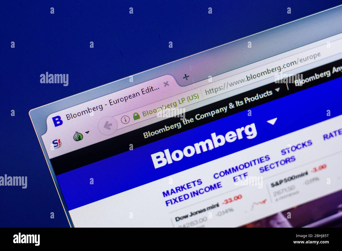 Ryazan, Russia - April 29, 2018: Homepage of Bloomberg website on the ...