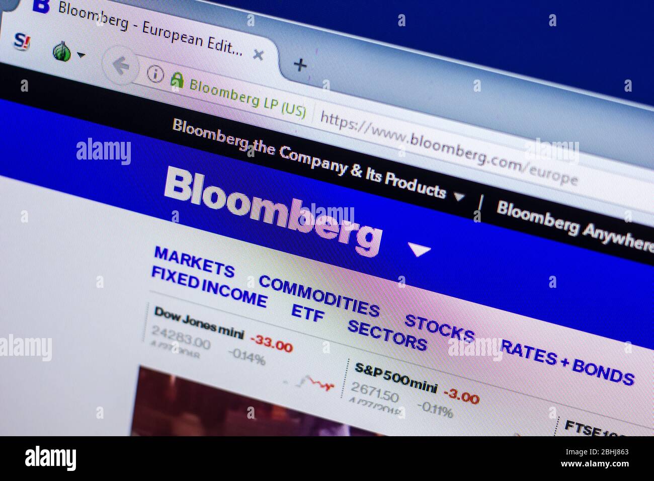 Ryazan, Russia - April 29, 2018: Homepage of Bloomberg website on the ...