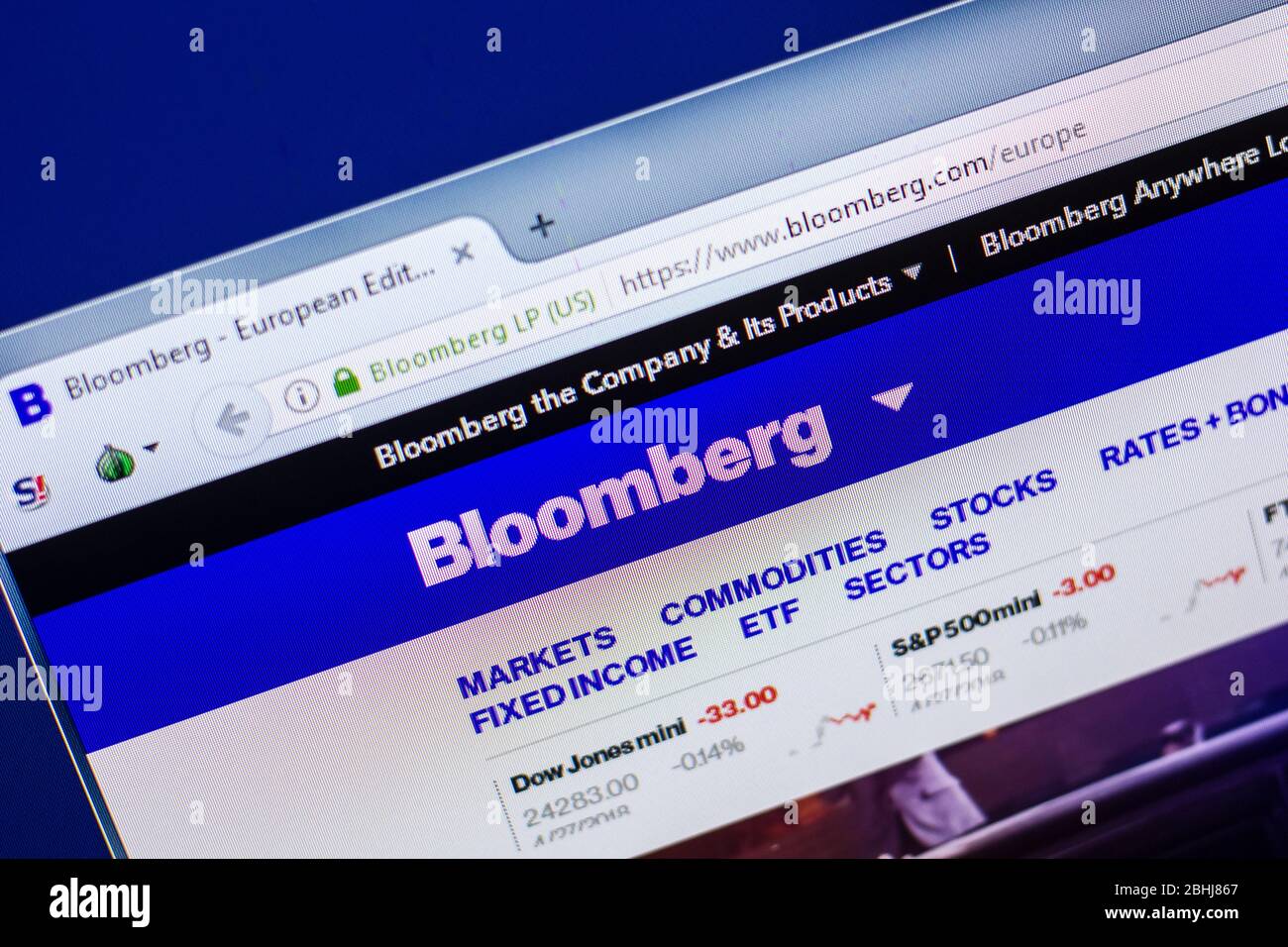Ryazan, Russia - April 29, 2018: Homepage of Bloomberg website on the ...