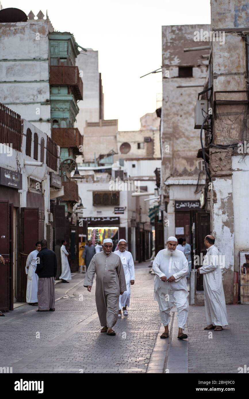 Jeddah / Saudi Arabia - January 16, 2020: Muslim men wearing ...