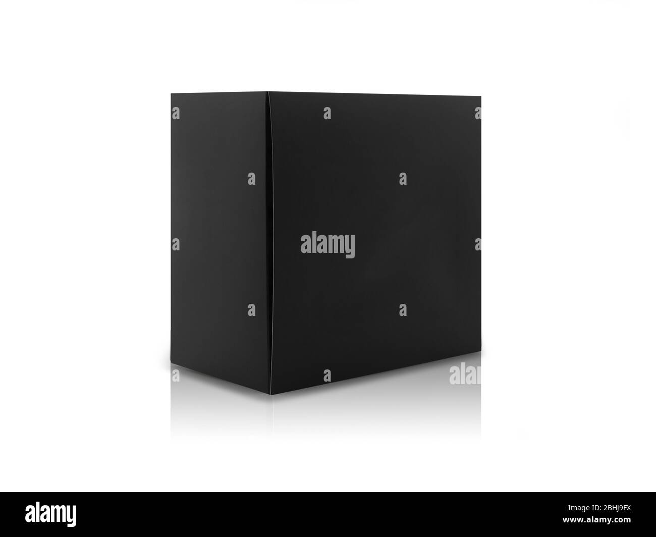 Black box product packaging in side view isolated on white background ...