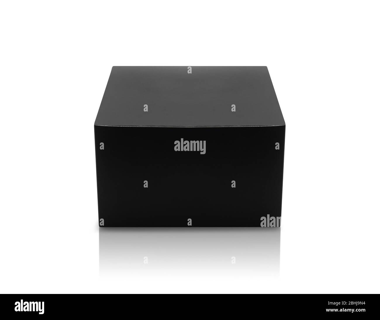 Black box product packaging in front view isolated on white background ...