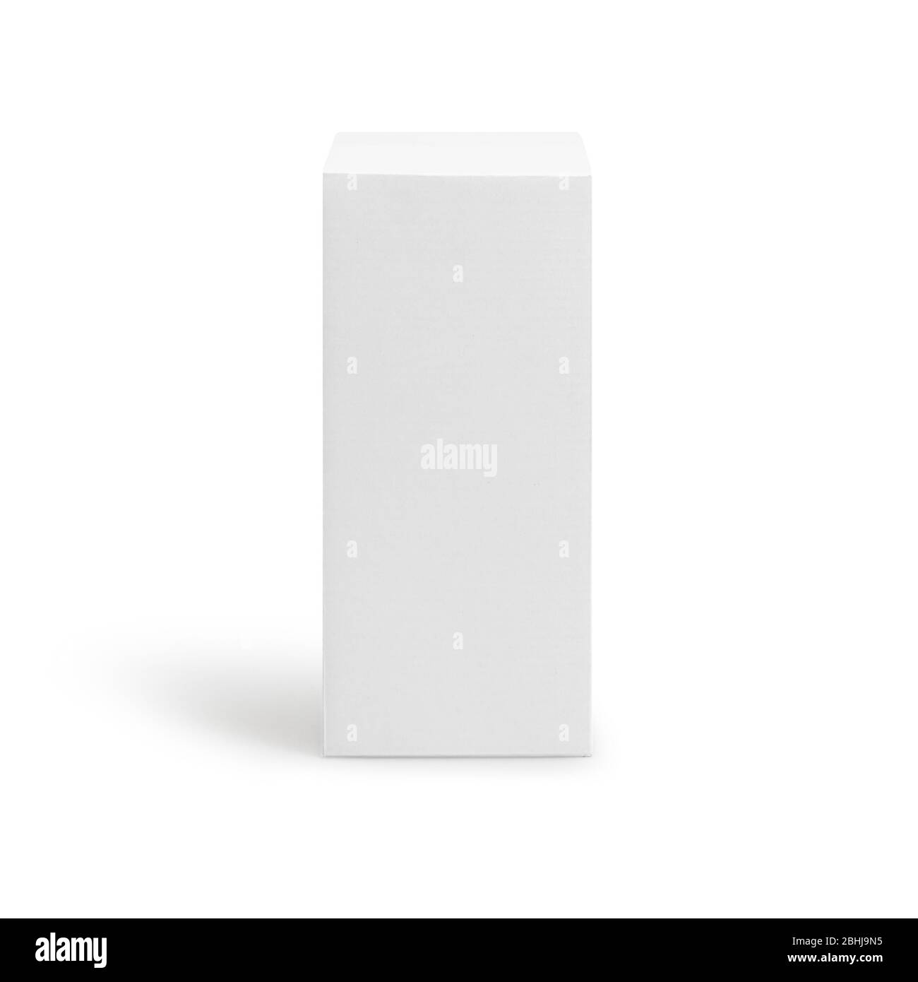 White box tall shape product packaging in front view isolated on white ...
